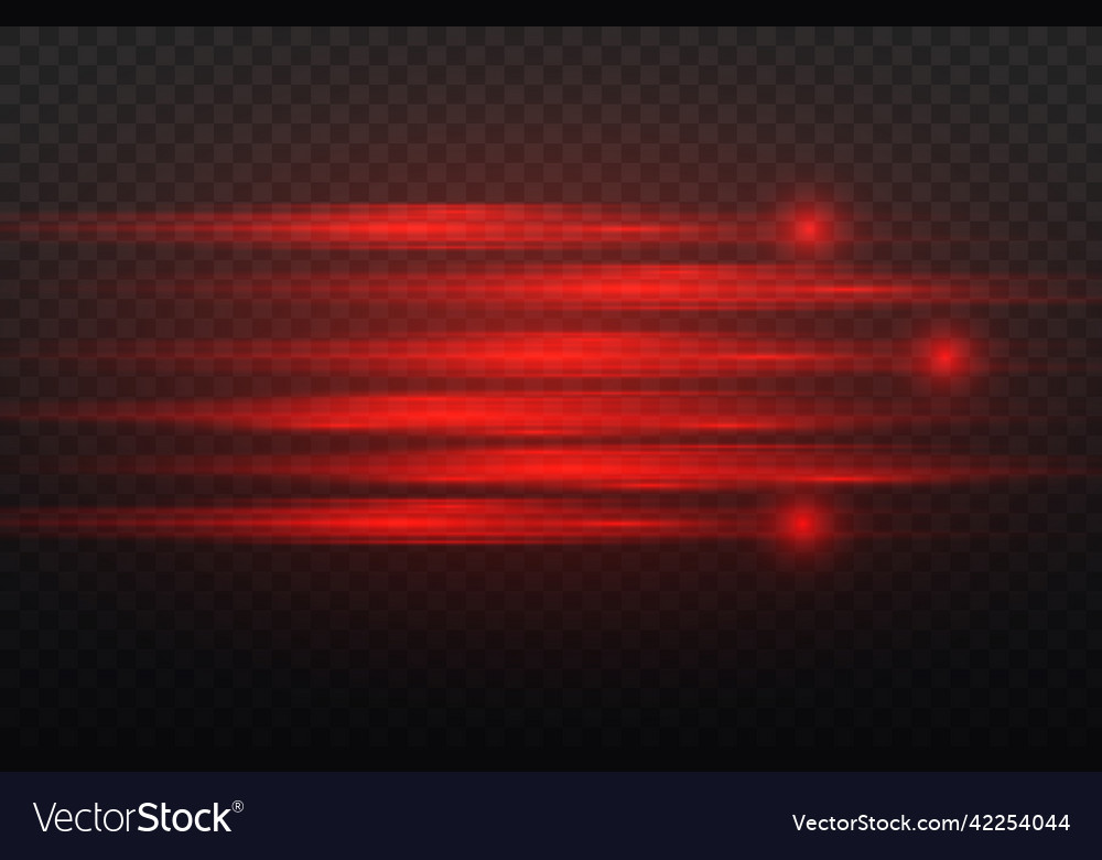 Horizontal light rays flash red line Royalty Free Vector