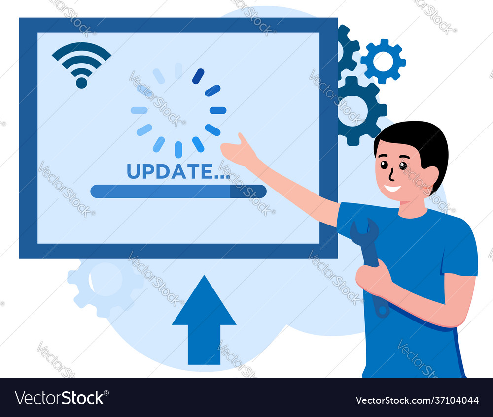 System update process flat concept Royalty Free Vector Image