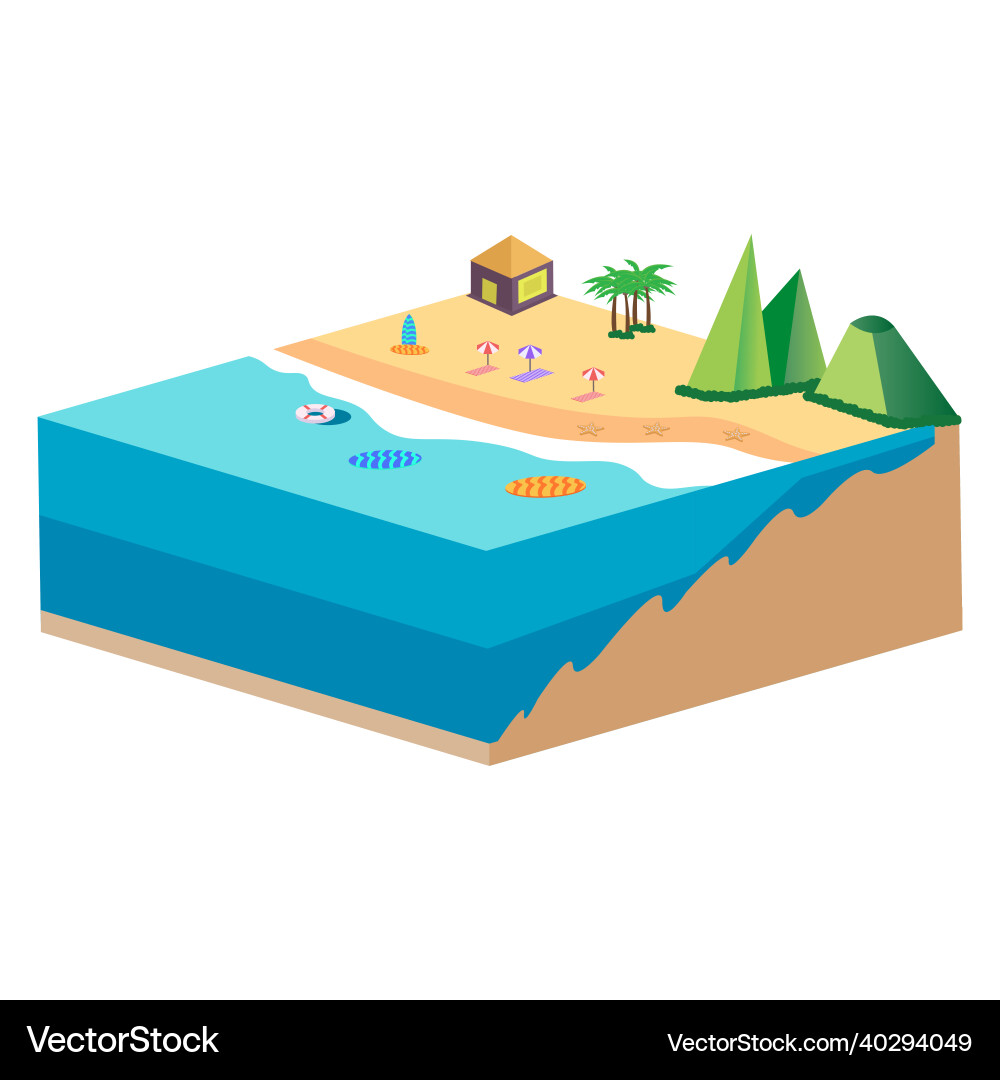 3d sandy beach landscape concept Royalty Free Vector Image