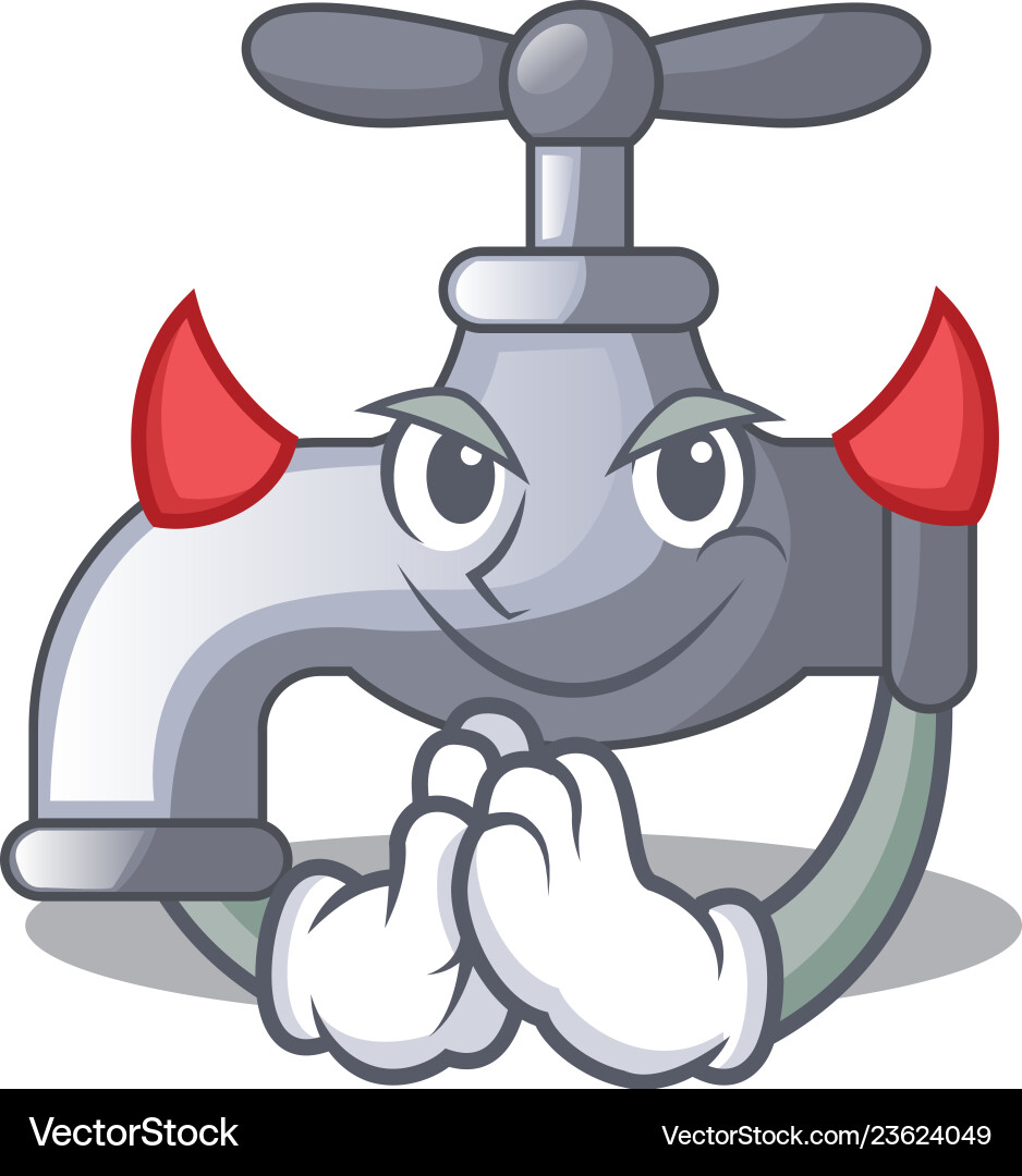 Devil water tap isolated on the character Vector Image