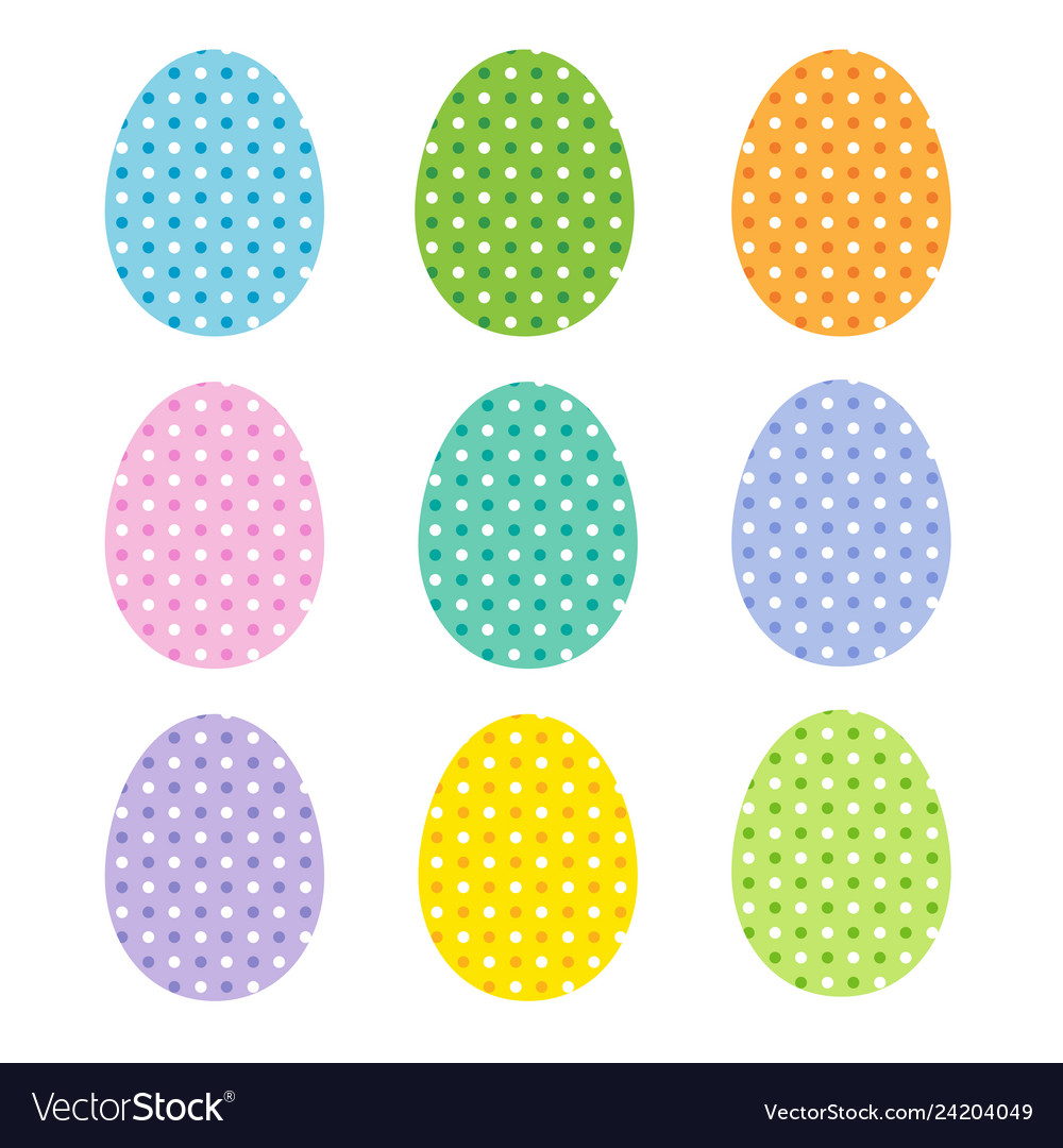 Easter eggs with polka dots Royalty Free Vector Image