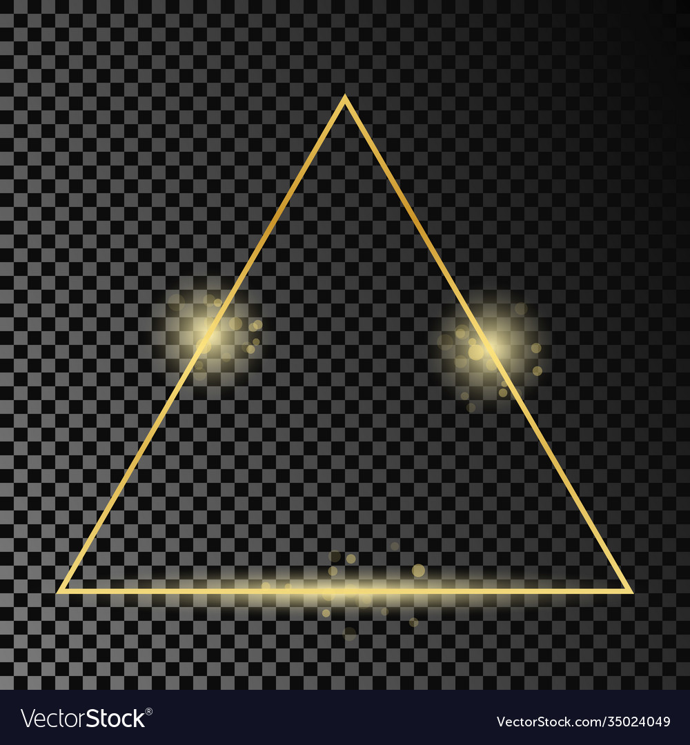 Gold glowing triangle frame Royalty Free Vector Image