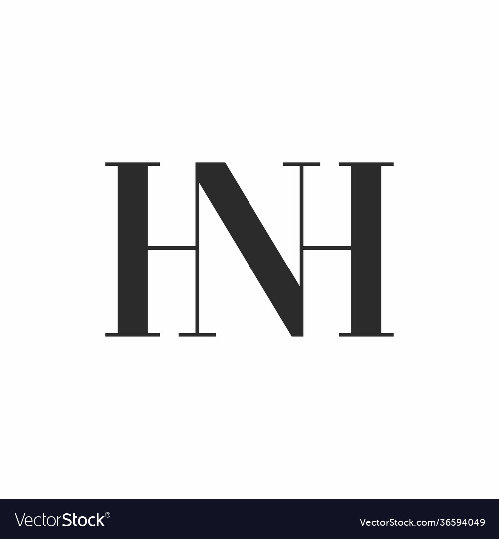 Initial letter nh logo or hn design Royalty Free Vector