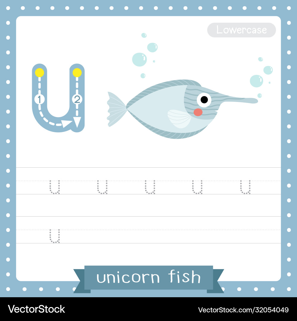 Letter u lowercase tracing practice worksheet Vector Image