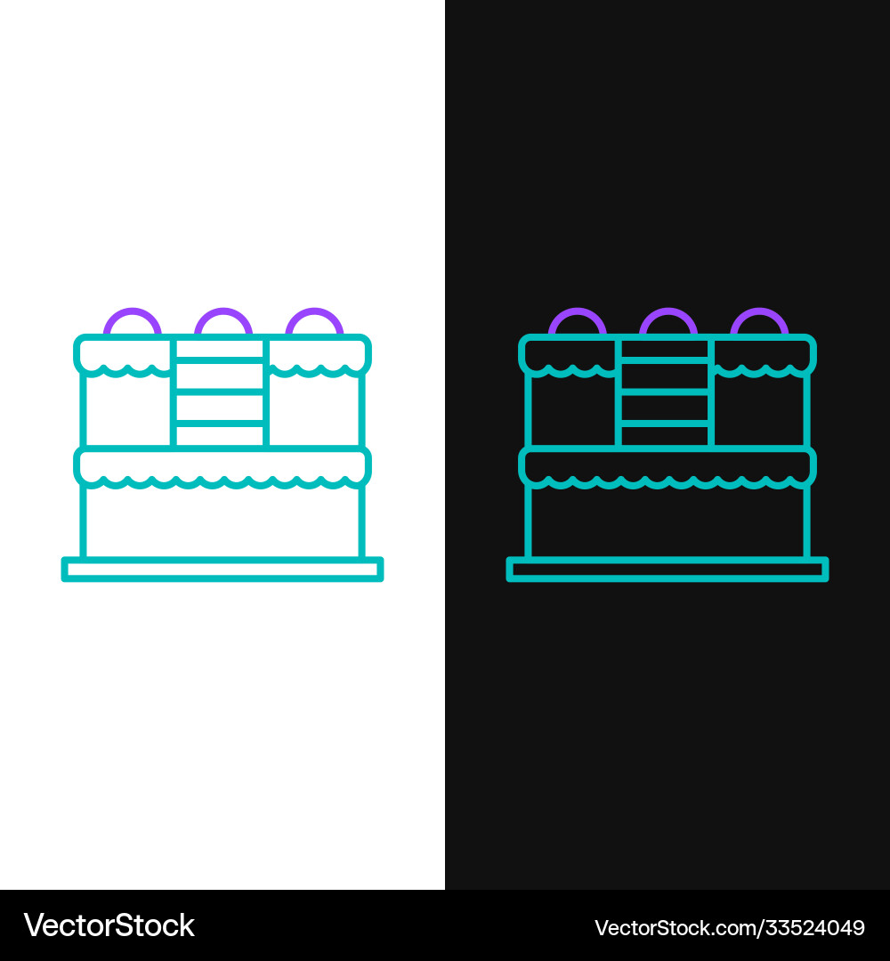 Line cake icon isolated on white and black Vector Image