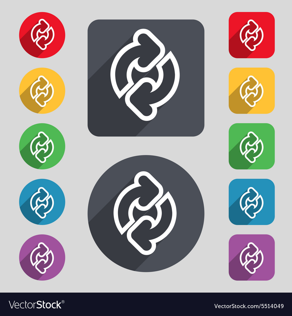 Refresh icon sign a set of 12 colored buttons Vector Image
