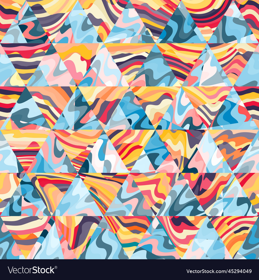 Triangle seamless pattern with wavy lines Vector Image