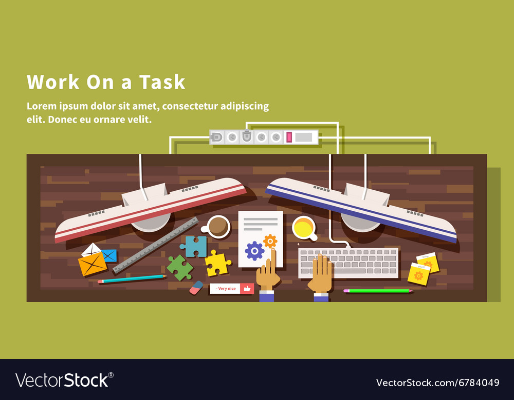Work on task design flat style Royalty Free Vector Image