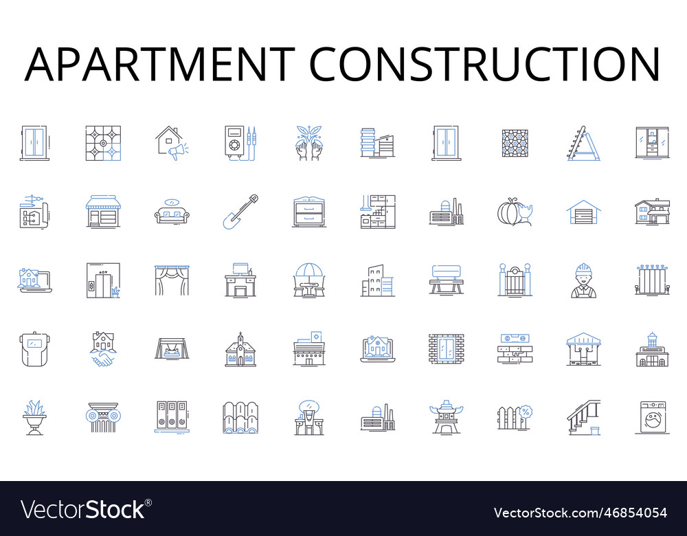 Apartment construction line icons collection Vector Image Apartment construction line icons collection Vector Image