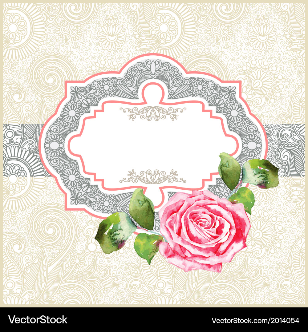 Ornate floral pattern with watercolor rose Vector Image