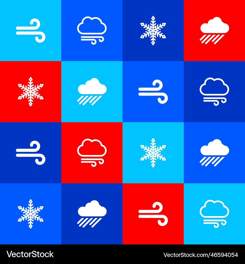 Set wind windy weather snowflake and cloud Vector Image