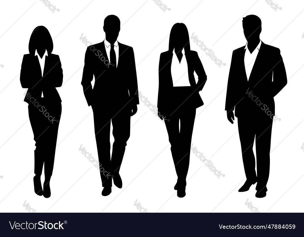 Business team silhouette businessmen Royalty Free Vector