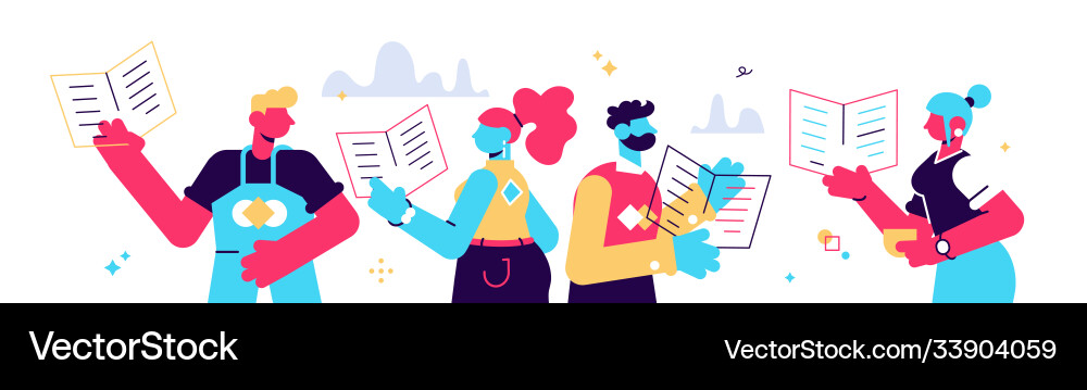 Cartoon reading people Royalty Free Vector Image