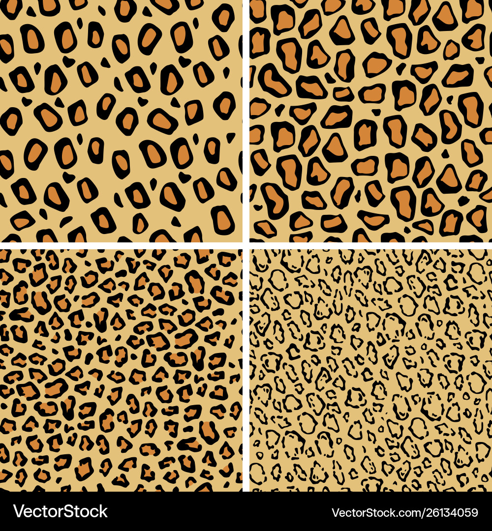 Set leopard skin seamless pattern wild cat Vector Image