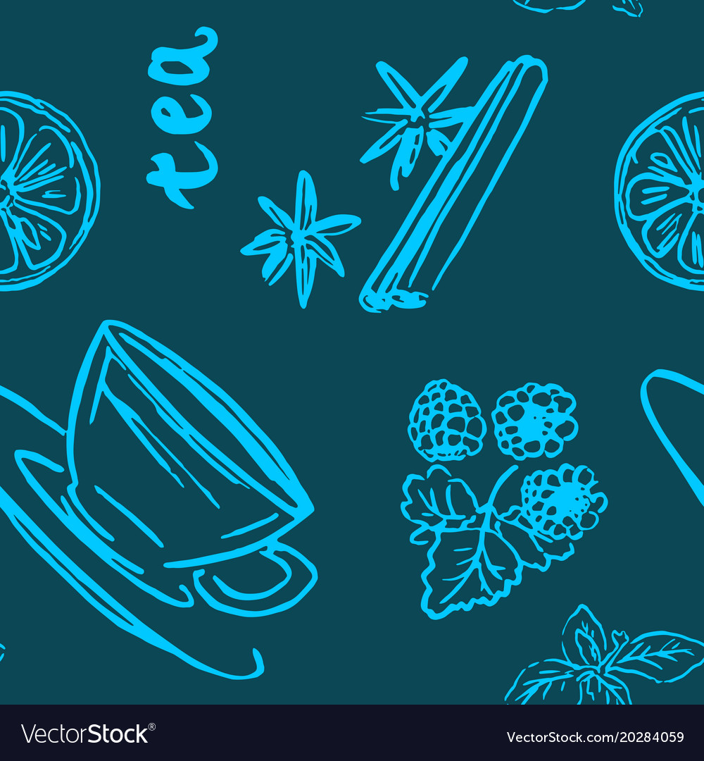 Tea seamless pattern Royalty Free Vector Image