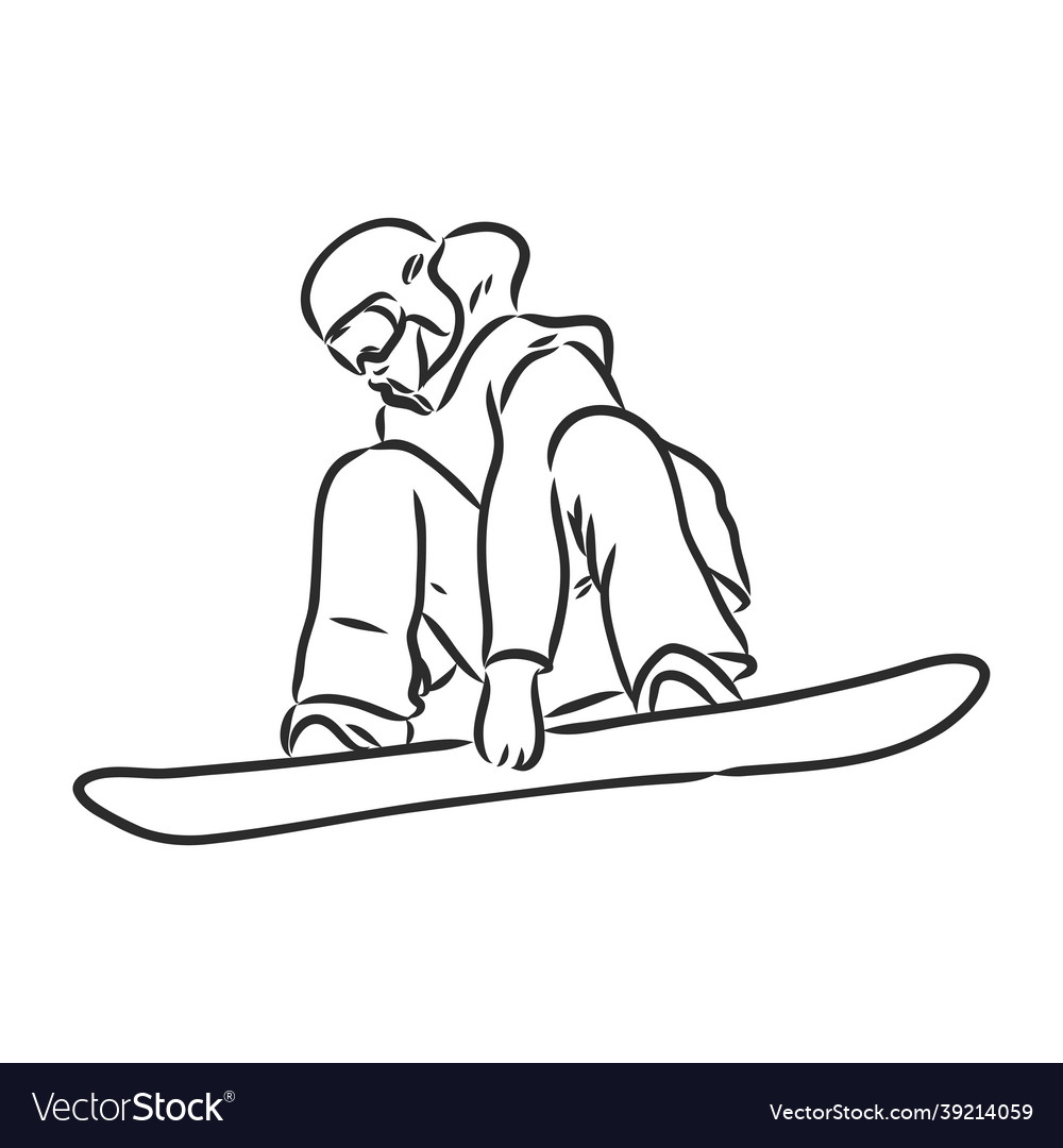 Winter sport snowboarding collection hand drawing Vector Image