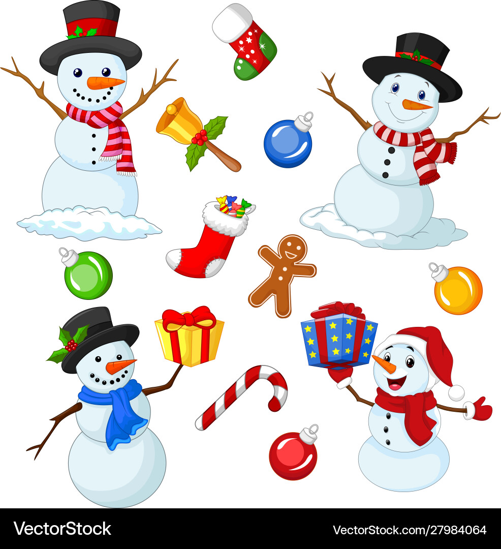 Collection cute christmas element set Royalty Free Vector