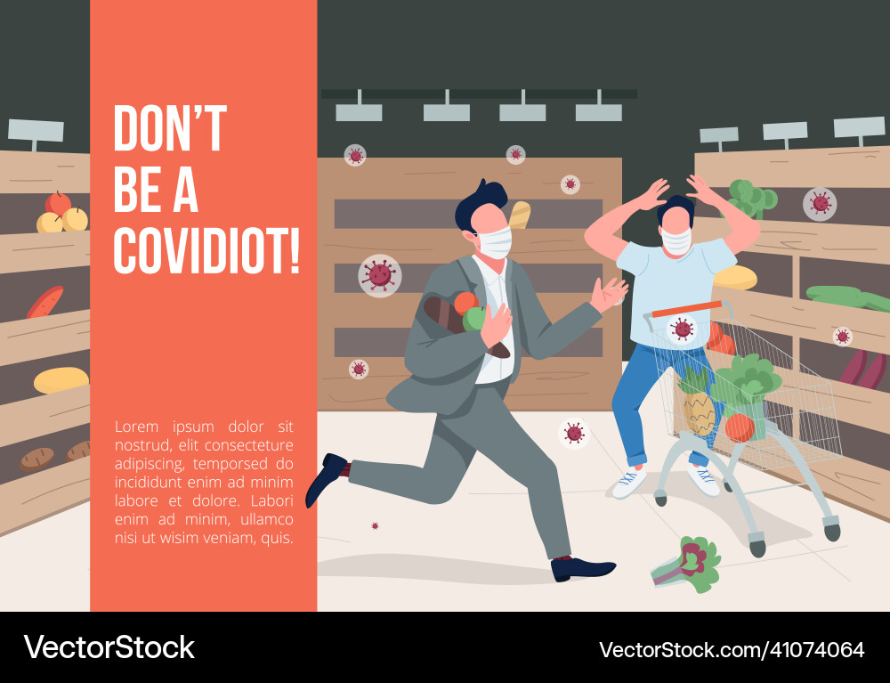 Dont be a covidiot banner flat template Royalty Free Vector