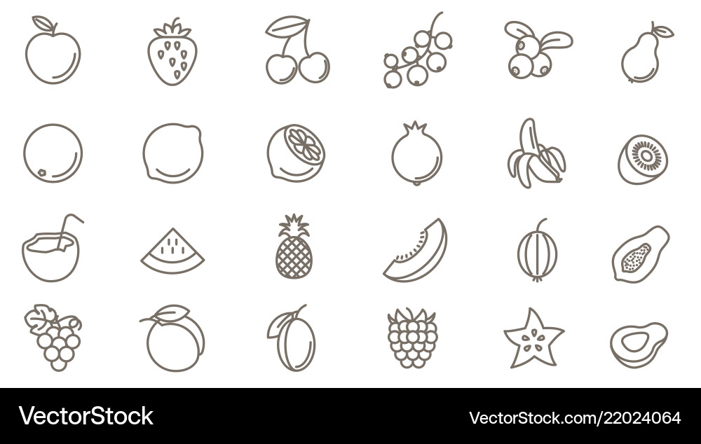 Fruits icon set Royalty Free Vector Image - VectorStock