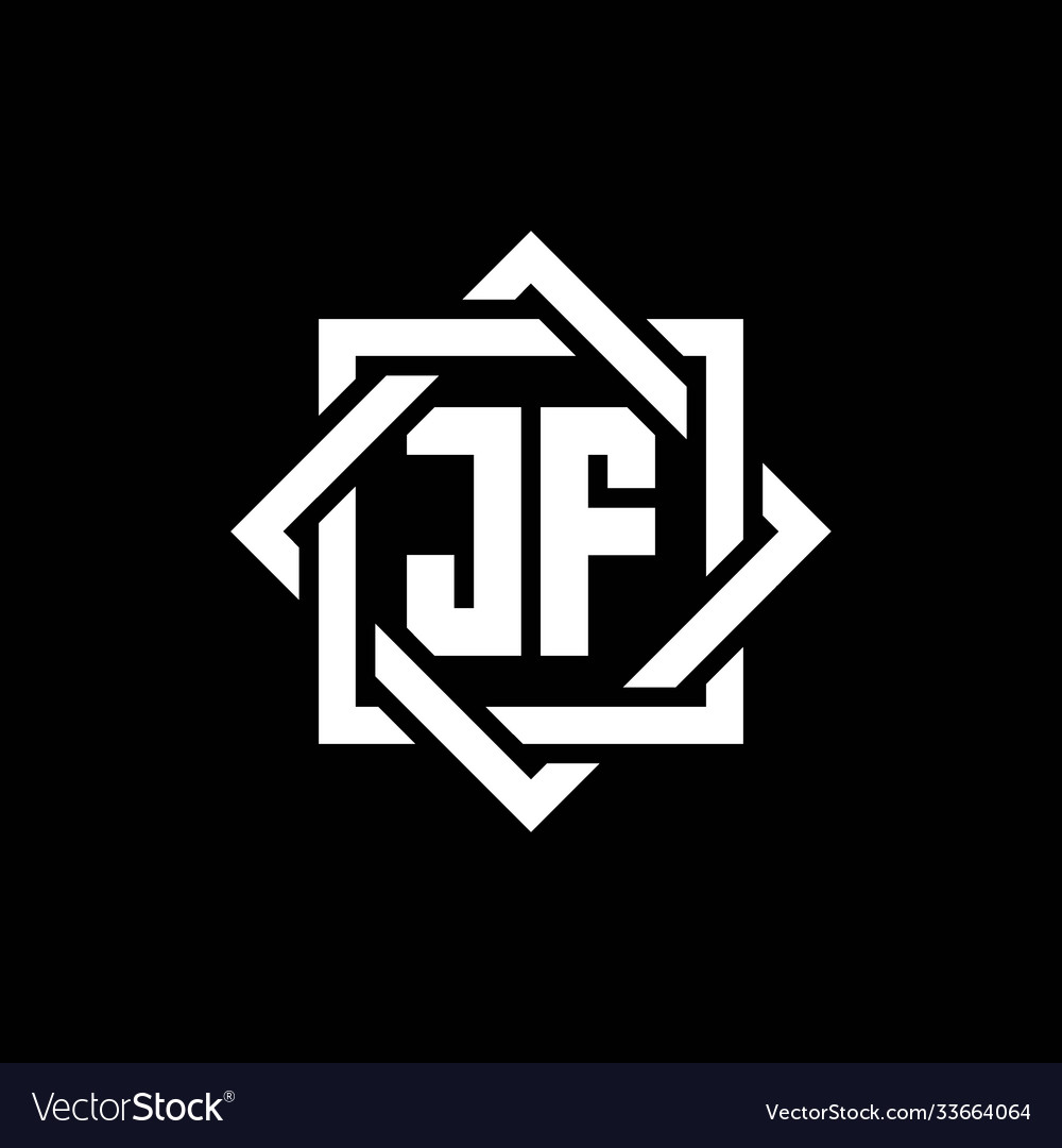 Jf monogram logo with abstract square around Vector Image