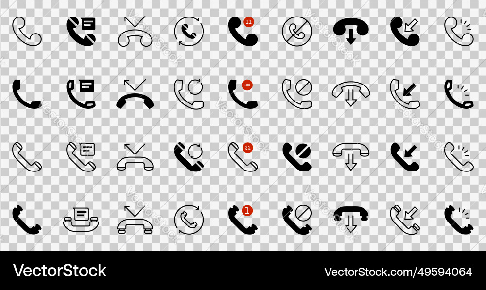 Line and filled contact icon collection Royalty Free Vector