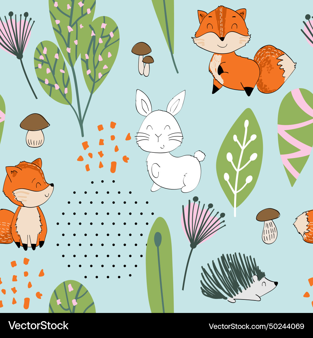 Cute forest animals Royalty Free Vector Image - VectorStock