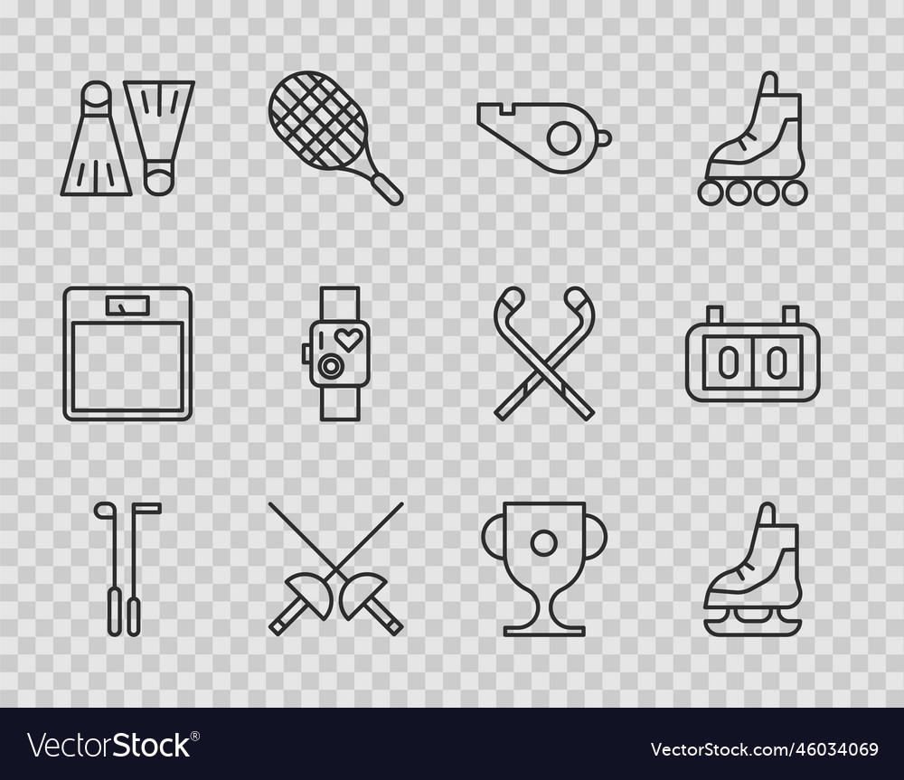 Set line golf club skates whistle fencing Vector Image Set line golf club skates whistle fencing Vector Image