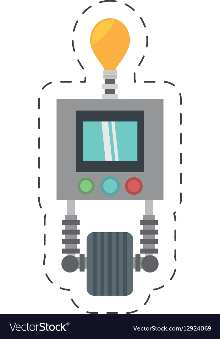 Technology robot bulb light display with wheel Vector Image