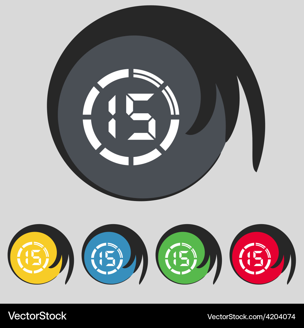 15 second stopwatch icon sign symbol on five Vector Image