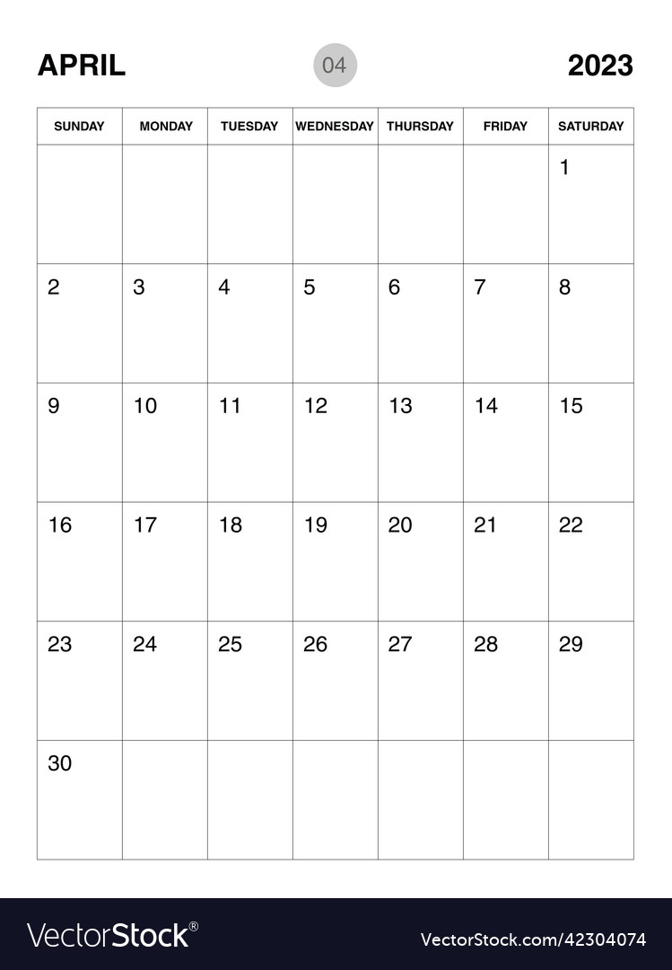 April 2023 year planner-calendar 2023 Royalty Free Vector April 2023 year planner-calendar 2023 Royalty Free Vector