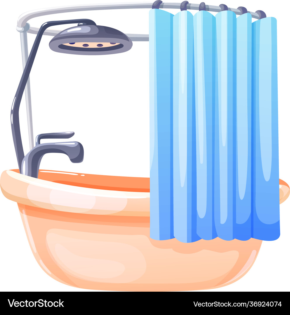 Bathroom shower interior with shower curtain Vector Image