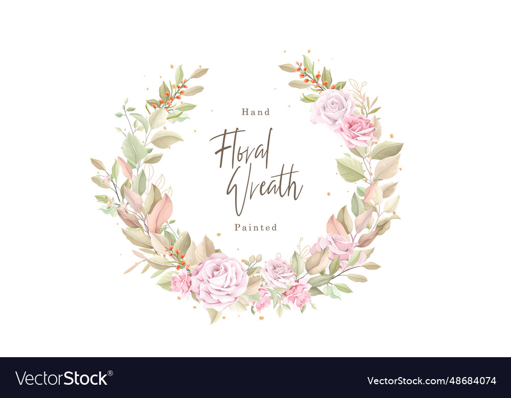 Hand drawn pink roses wreath Royalty Free Vector Image