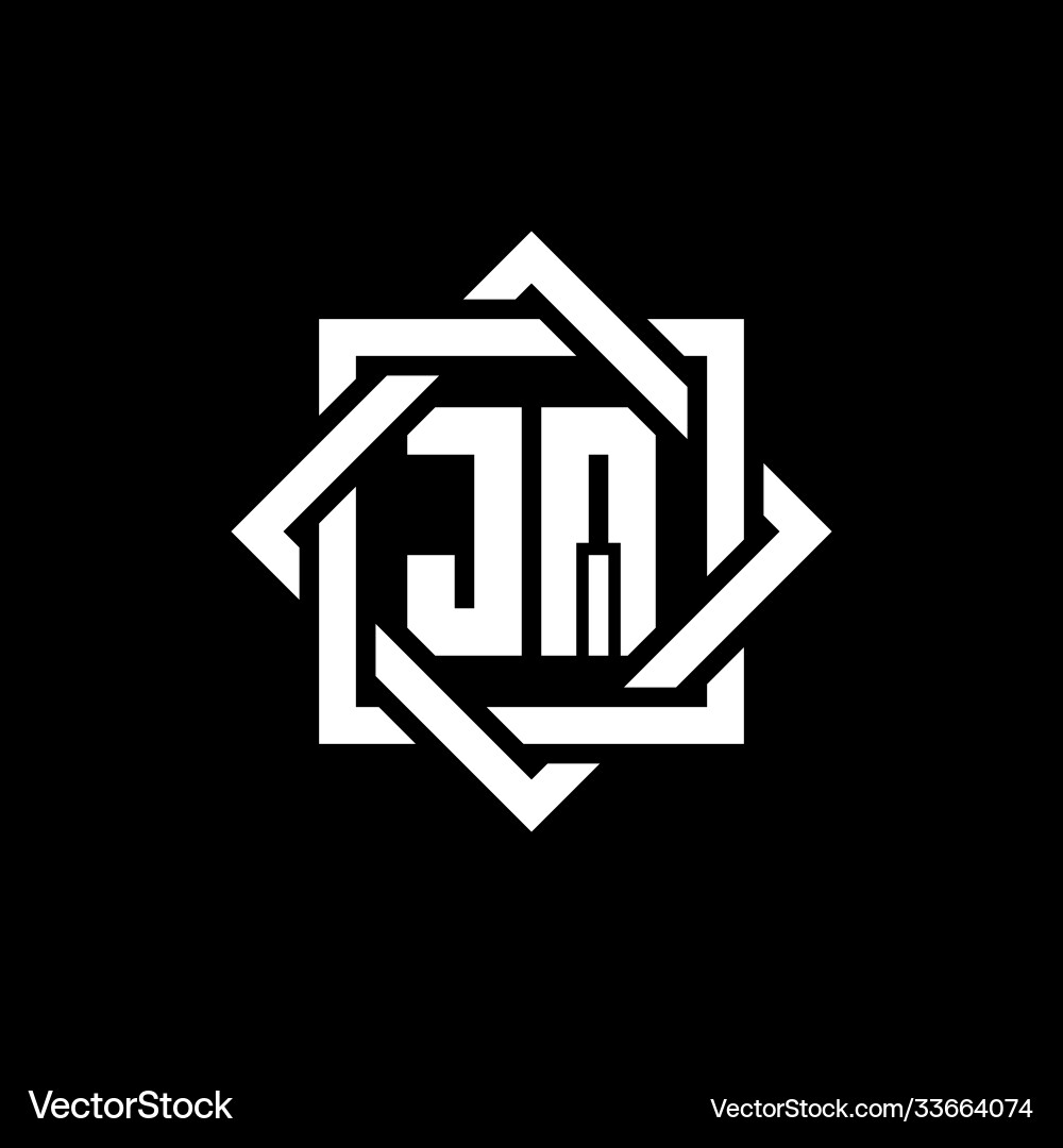 Jq monogram logo with abstract square around Vector Image