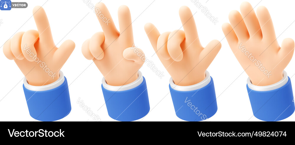 Set of 3d realistic icon hand Royalty Free Vector Image