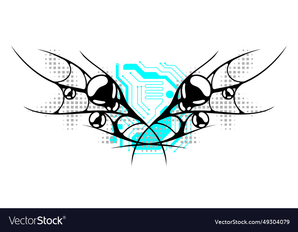 Cyber sigilism poster neo tribal gothic style Vector Image