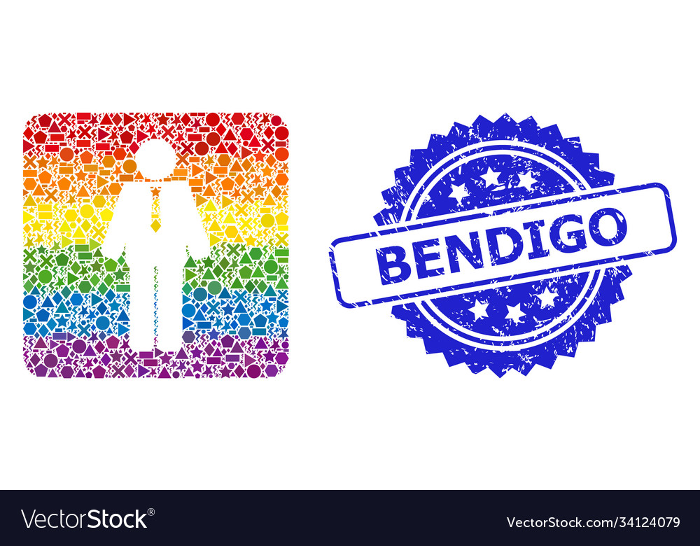 Distress bendigo stamp and multicolored geometric Vector Image Distress bendigo stamp and multicolored geometric Vector Image