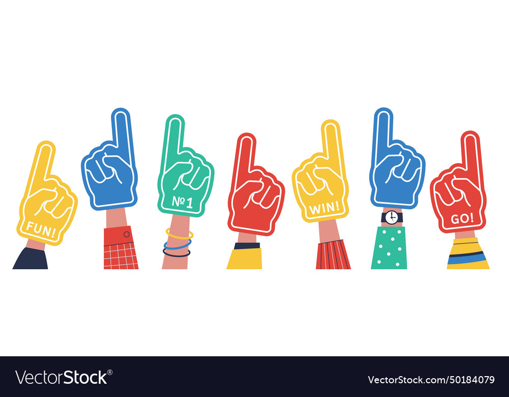 Fans fingers banner fan foam finger competition Vector Image Fans fingers banner fan foam finger competition Vector Image