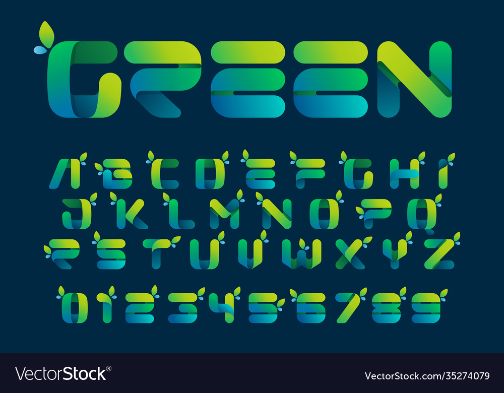 Green gradient eco alphabet Royalty Free Vector Image