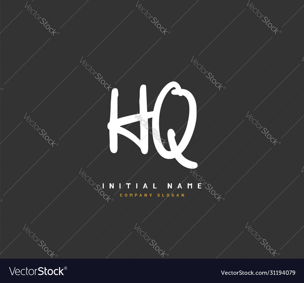 H q hq beauty initial logo handwriting Royalty Free Vector