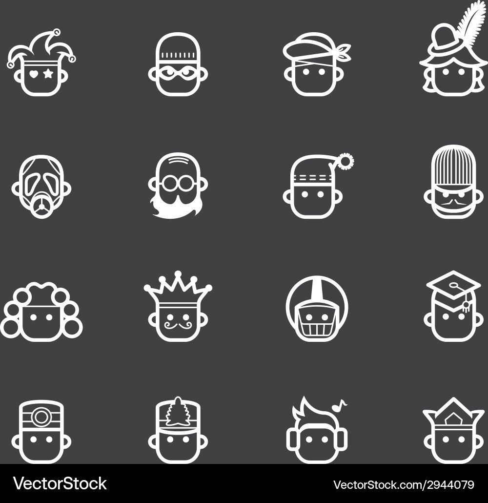 Occupation white icon set 2 on black background Vector Image