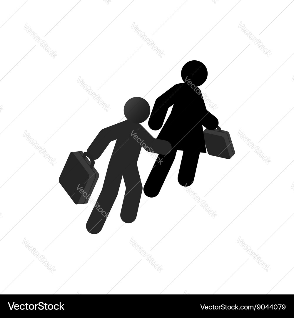 Refugees with suitcase icon isometric 3d style Vector Image