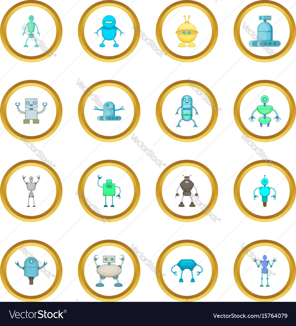 Robot icons circle Royalty Free Vector Image - VectorStock Robot icons circle Royalty Free Vector Image - VectorStock