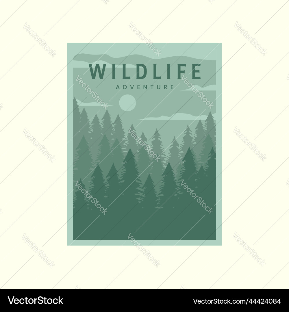 Pine tree forest modern poster art design Vector Image