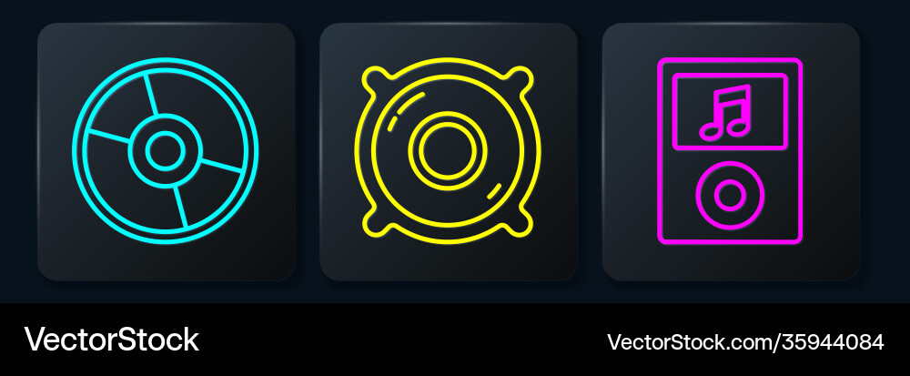 Set line cd or dvd disk music player and stereo Vector Image