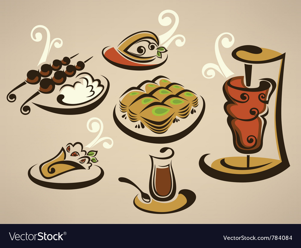 Tasty arabian food Royalty Free Vector Image - VectorStock