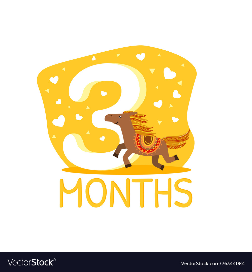 Third Month Birthday Anniversary Number And Cute Vector Image third-month-birthday-anniversary-number-and-cute-vector-image