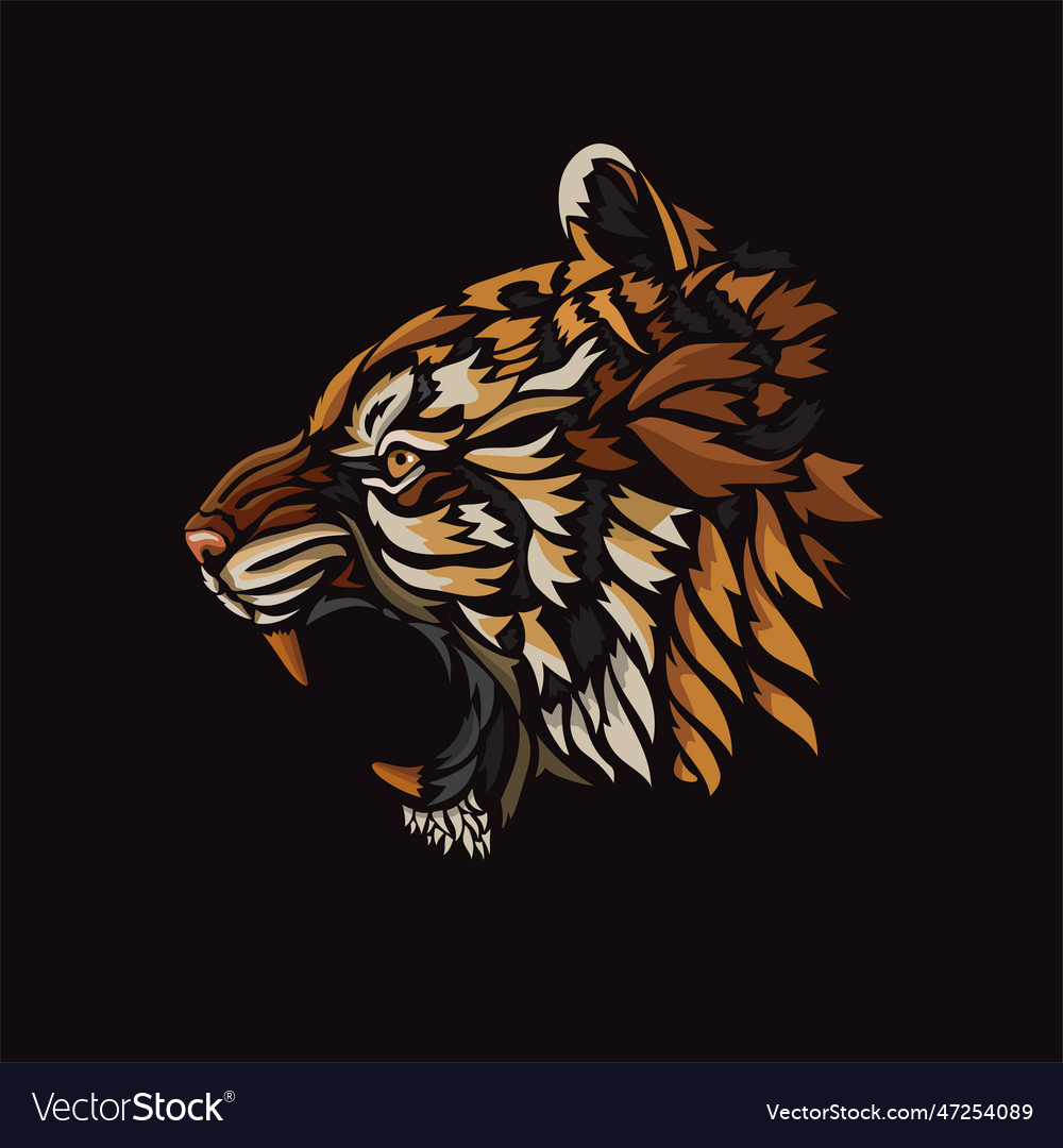 Colorful tribal tiger head attach Royalty Free Vector Image