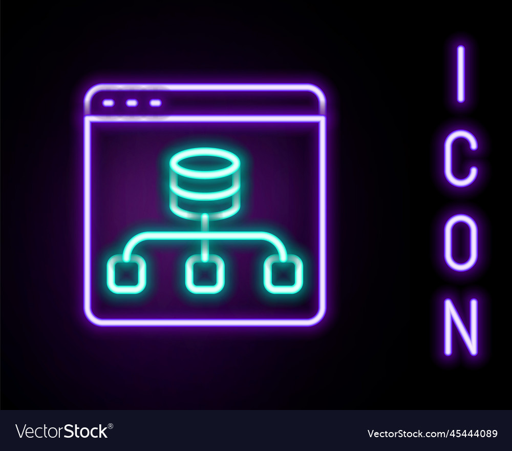 Glowing neon line server data web hosting icon Vector Image