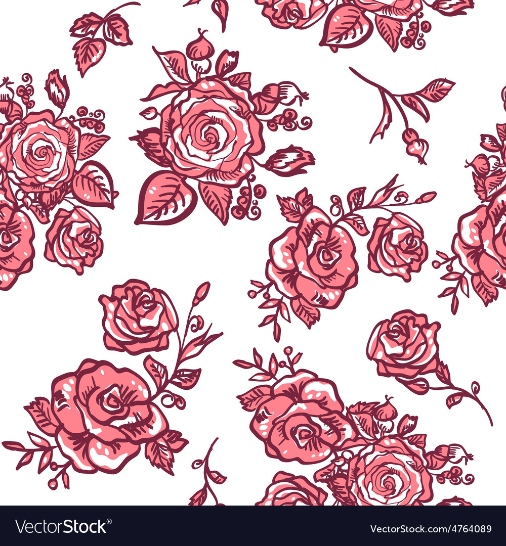 Pattern pink rose Royalty Free Vector Image - VectorStock