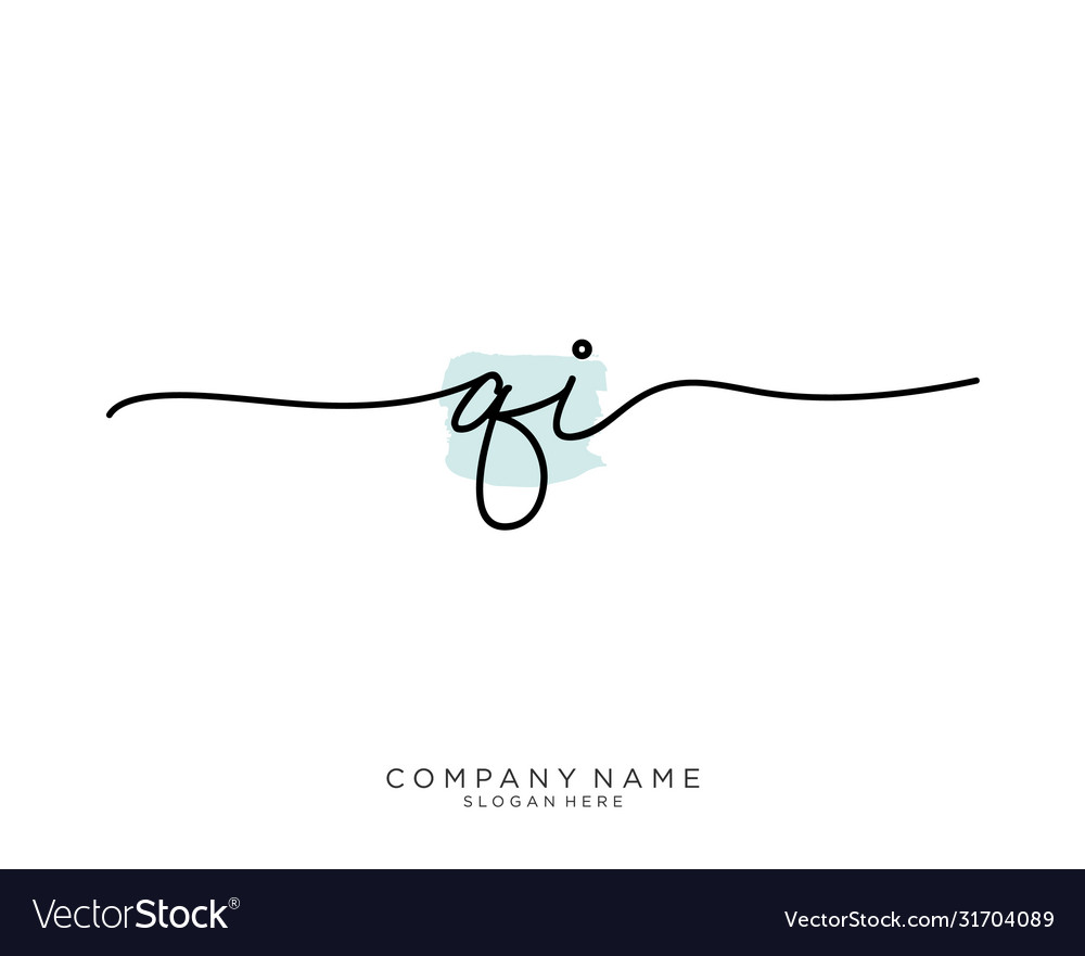Qi initial handwriting logo design Royalty Free Vector Image